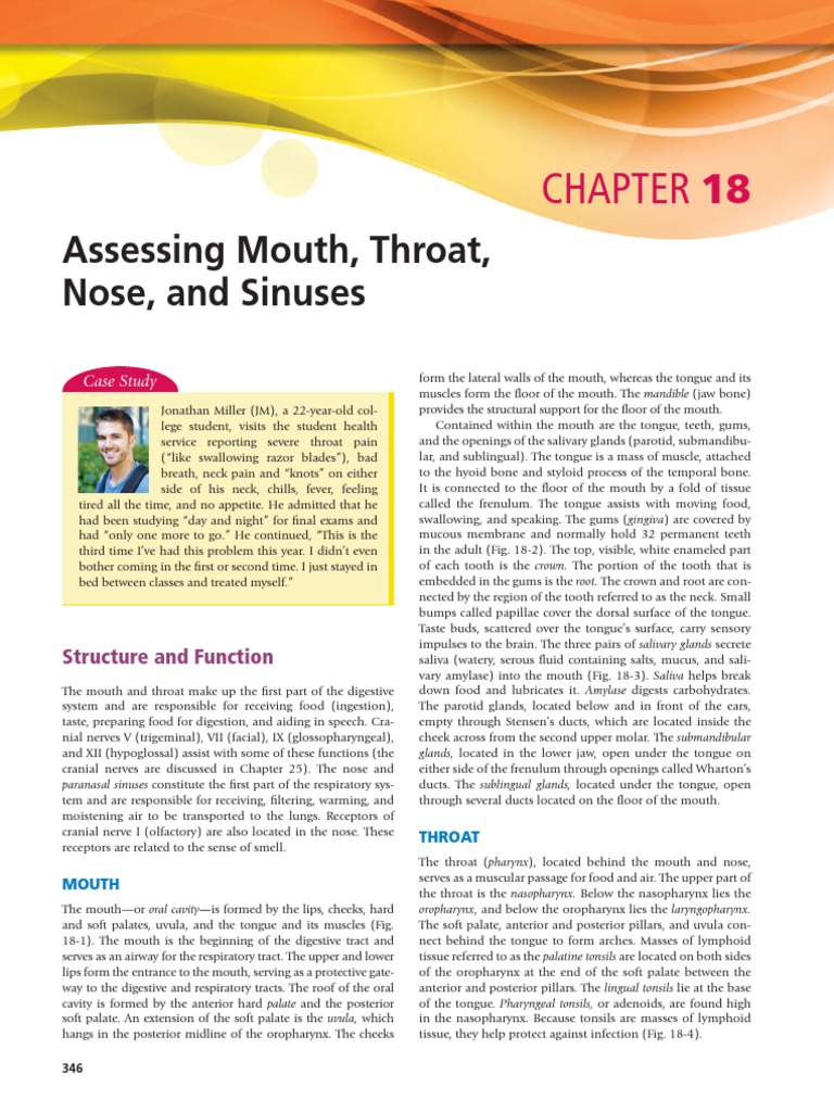 Assessing Mouth, Throat, Nose, and Sinuses | PDF