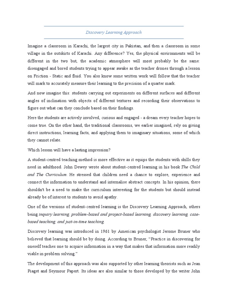 Discovery Learning Approach | PDF | Cognitive Psychology | Cognition