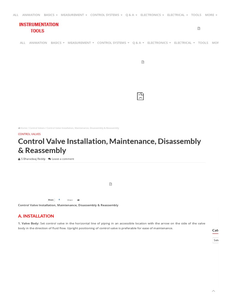 Control Valve Installation, Maintenance, Disassembly & Reassembly ...