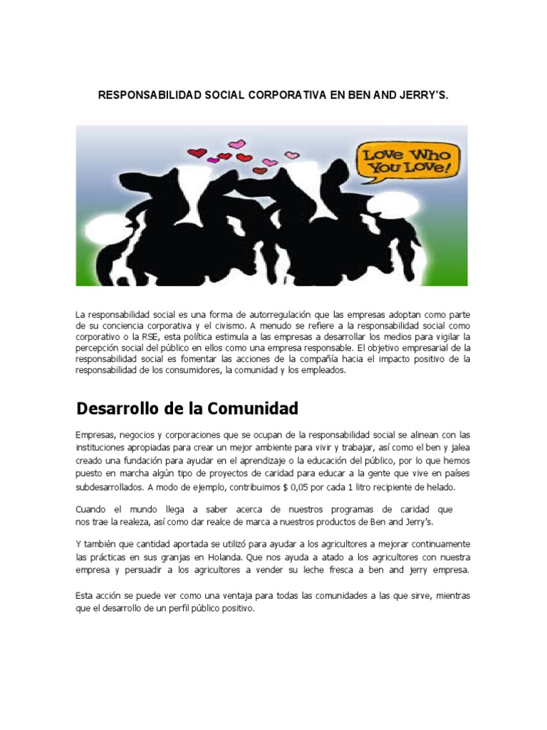 RSE de Ben & Jerry's: Impacto Positivo | PDF | Crecimiento personal y ...