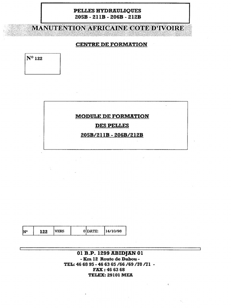 122 Pelles 205B 206B 211B 212B Module de Formation | PDF