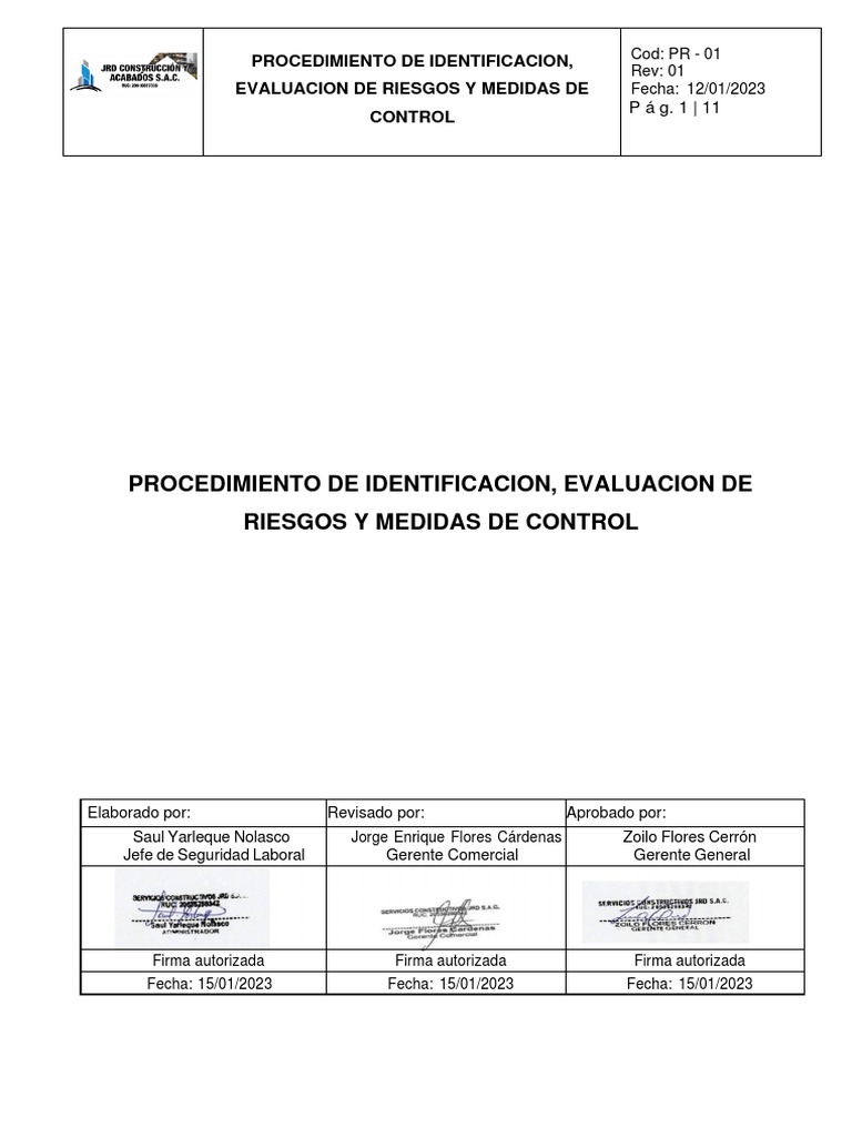 Procedimiento IPERC 2023 | PDF