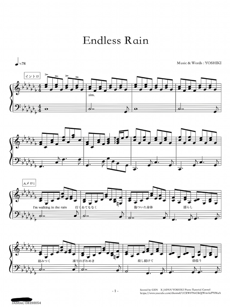 Endless Rain Piano | PDF