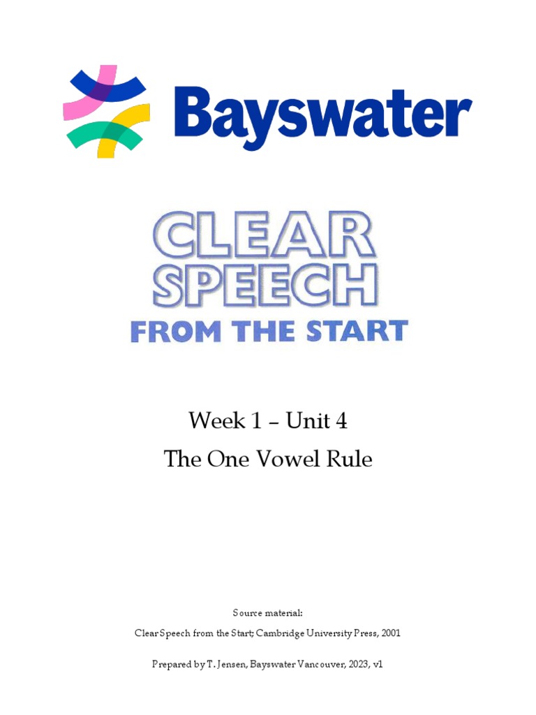 One Vowel Rule Explained: Week 1 Unit 4 | PDF
