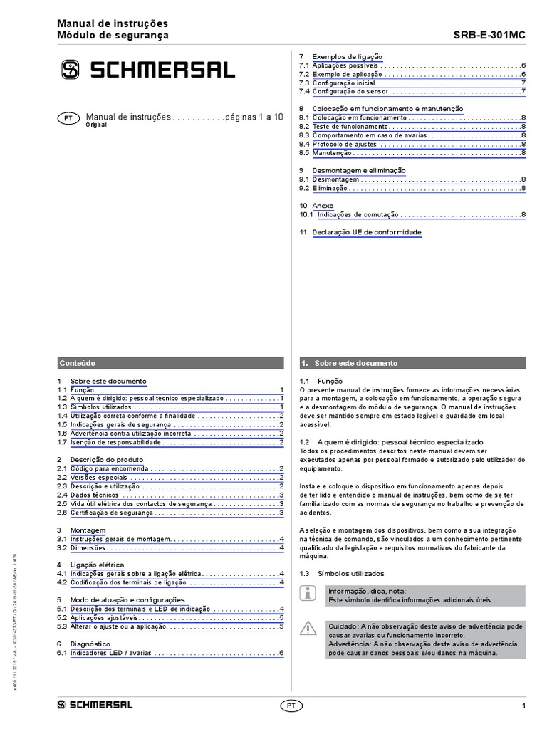 Manual do Relé de Segurança SRB-E-301MC | PDF | Computadores