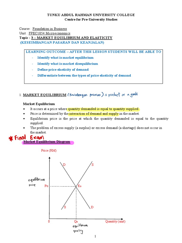 Market Disequilibrium and Elastic Demand | PDF