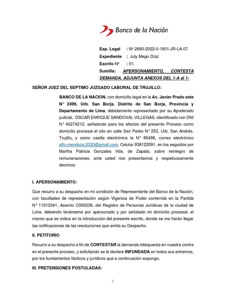 2680-2022 Gonzales Cueva - Contesta - BN | PDF | Negocios 2680-2022 Gonzales Cueva - Contesta - BN | PDF | Negocios