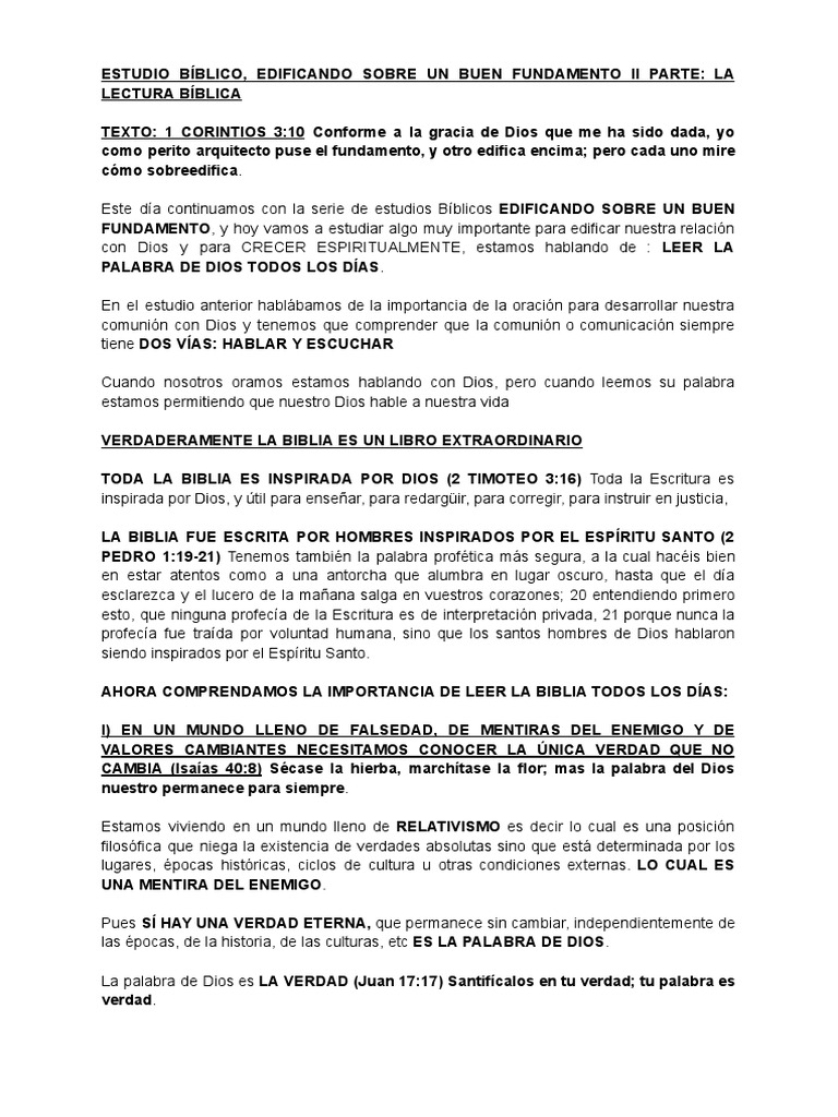 Estudio Biblico Edificando Sobre Un Buen Fundamento Ii Parte - La ...
