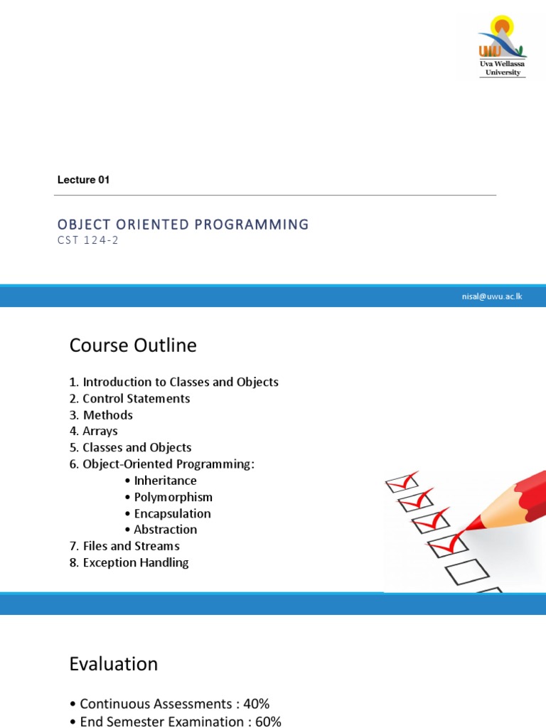 Lecture 01 | PDF | Object Oriented Programming | Computer Programming Lecture 01 | PDF | Object Oriented Programming | Computer Programming
