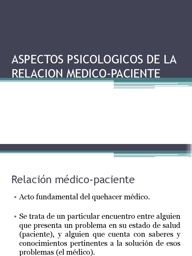Aspectos Psicologicos en Relacion Medico-Paciente | PDF