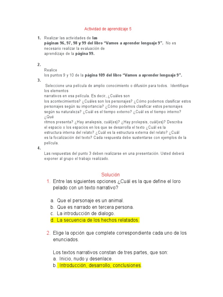 Actividad de Aprendizaje 5 Castellano | PDF
