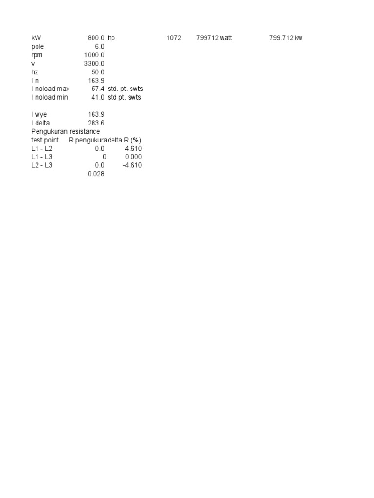 Electrical Motor Specifications | PDF