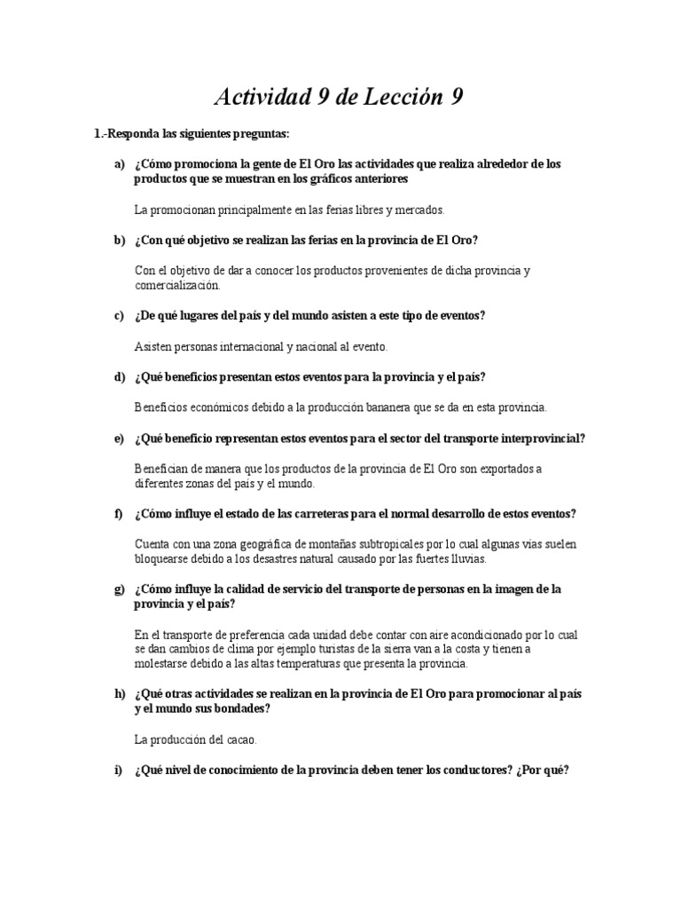 Actividad 9 de Lección 9 | PDF