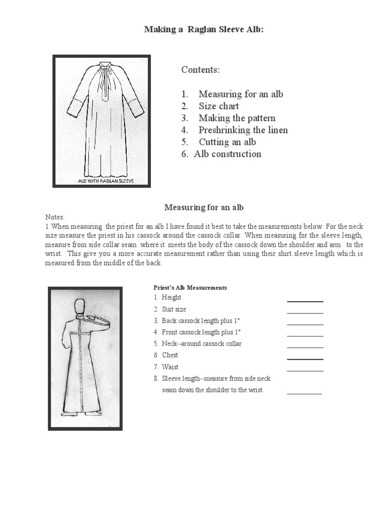 Raglan Sleeve Alb Sewing Pattern | PDF