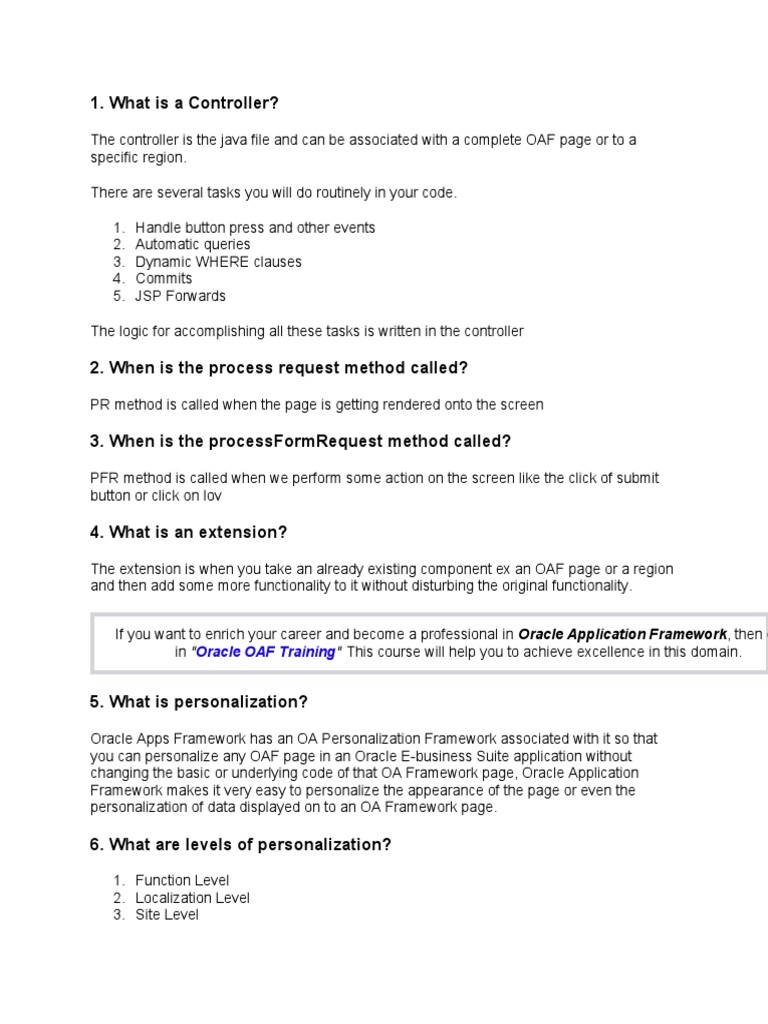 What Is A Controller Oracle Oaf Training Pdf Information Science Computer Programming