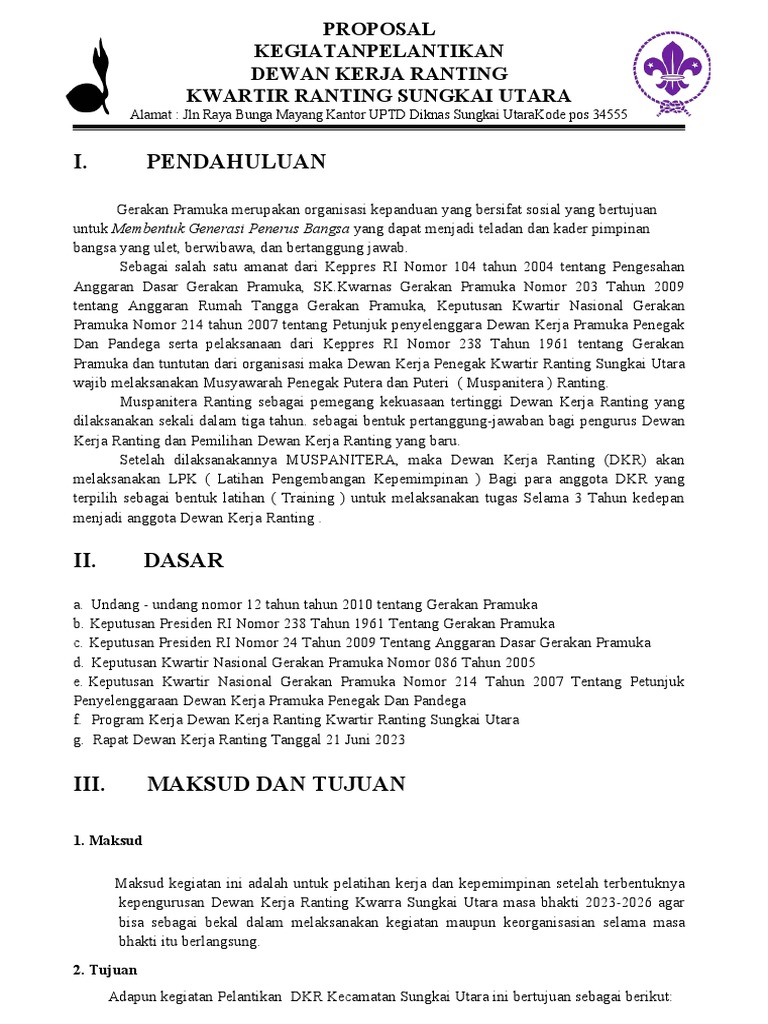 Proposal DKR Sungkai Utara | PDF