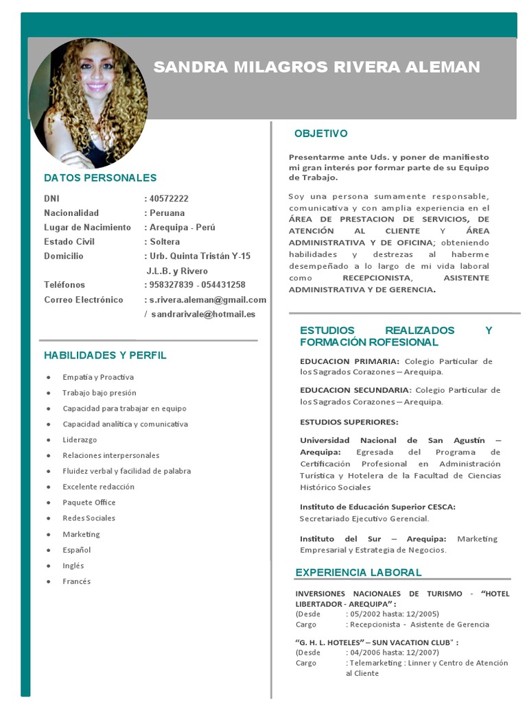 C.V. Sandra Rivera Aleman - Octubre 2021 | PDF