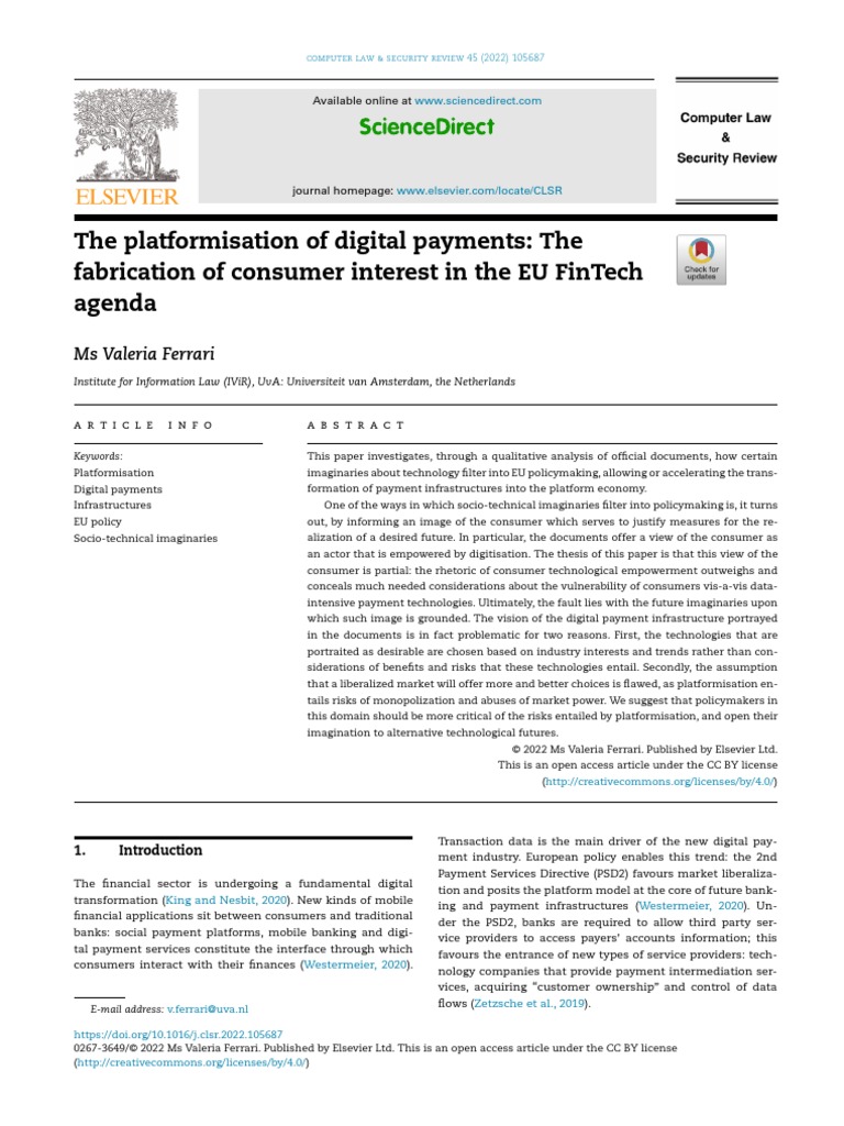 The Platformisation of Digital Payments: The Fabrication of Consumer Interest in The EU FinTech ...