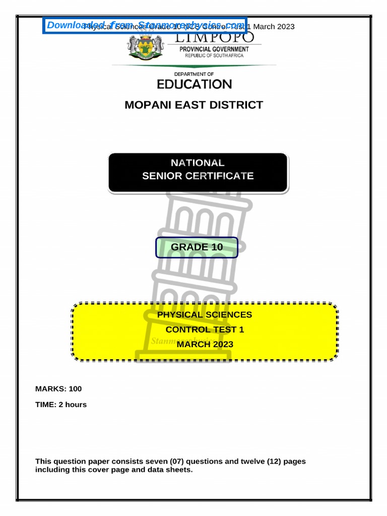 Limpopo EAST Physical Sciences Grade 10 March 2023 QP and Memo | PDF