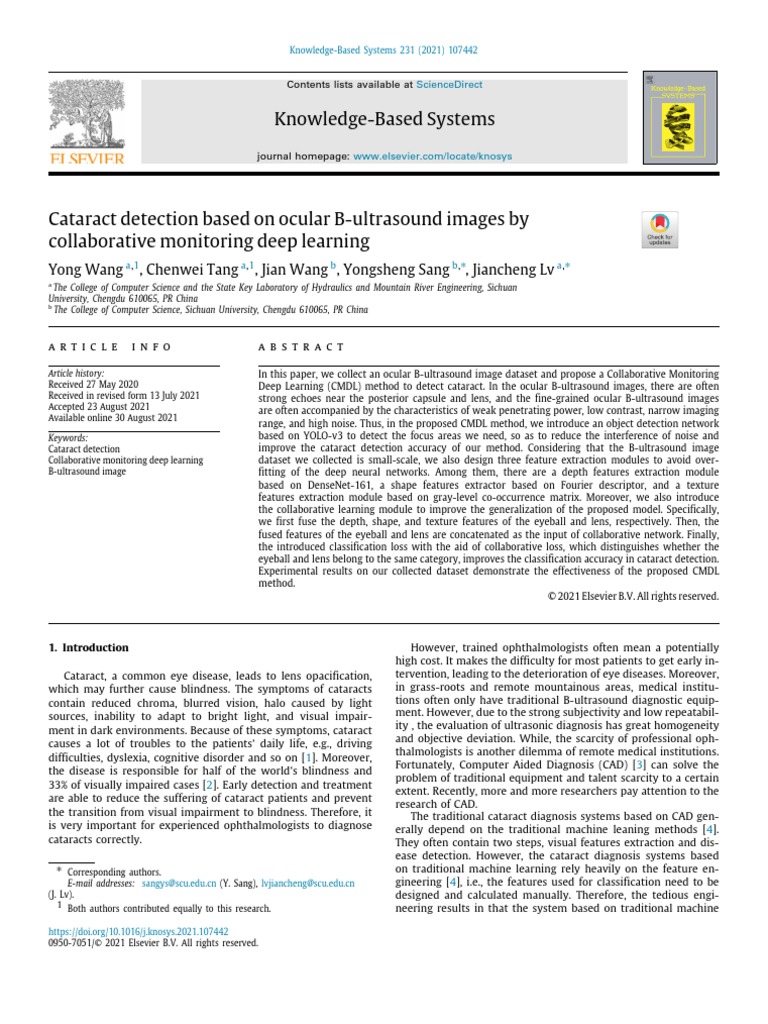 Cataract Detection Based On Ocular B Ultrasound Images By Collaborative