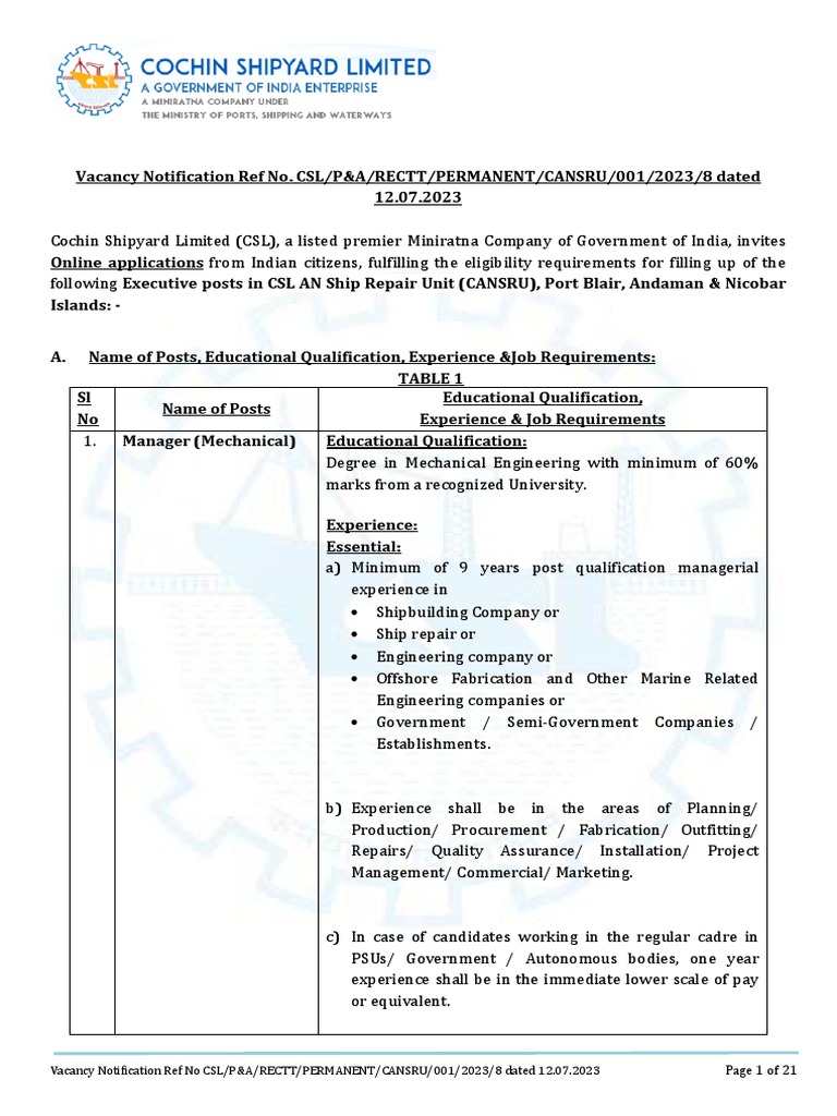 CSL Recruitment 2023 2 | PDF