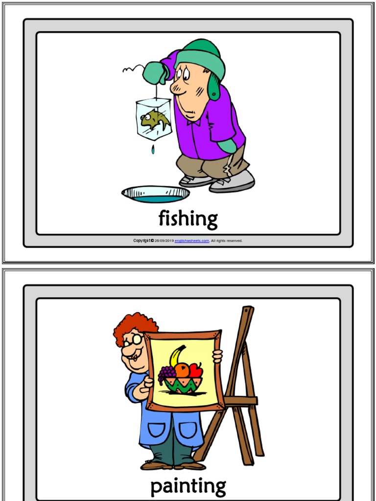 Hobbies Vocabulary Esl Printable Flashcards With Words For Kids | PDF