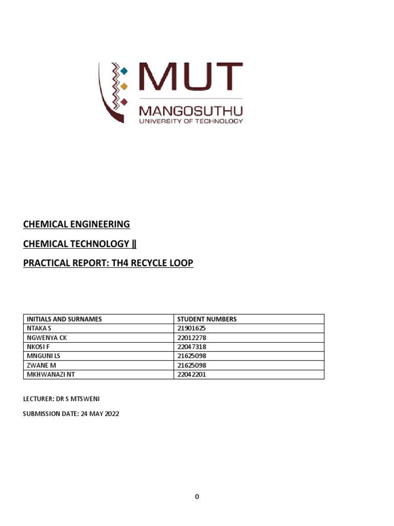 Chemical Engineering Technology Practical Report S2 | PDF | Chemistry ...