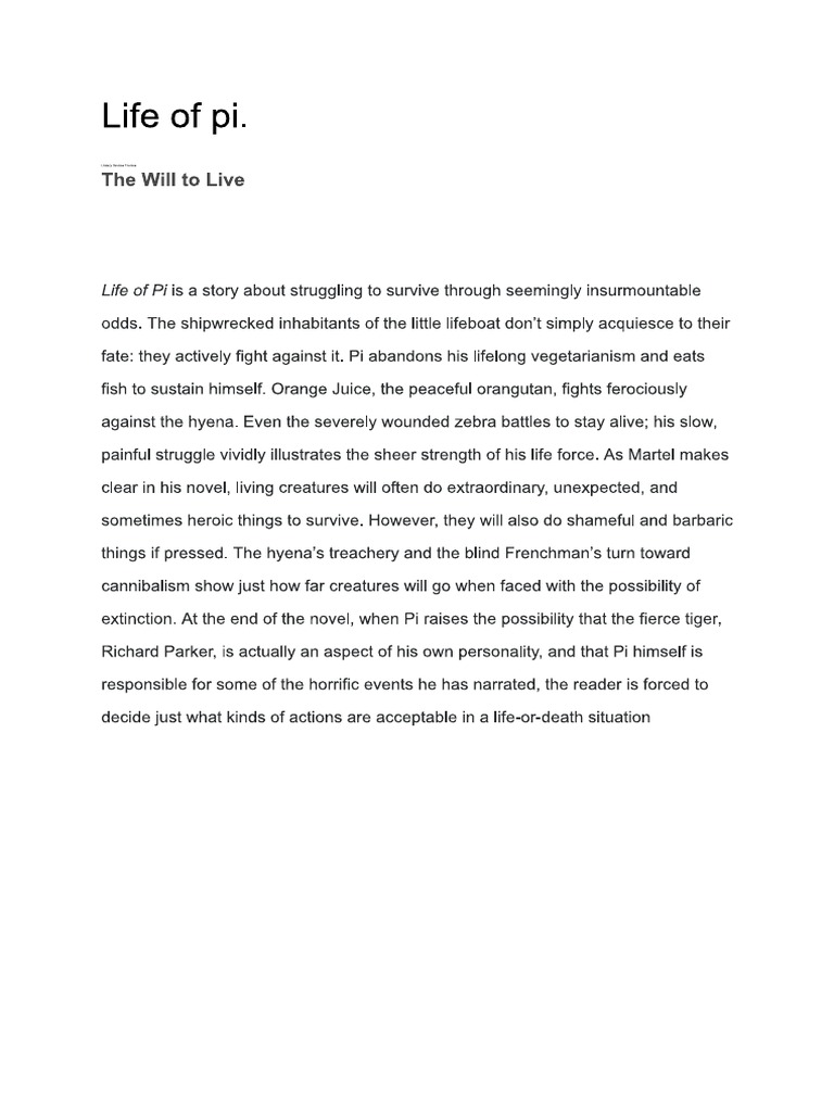 Life of Pi Chapter Summaries (1706) | PDF
