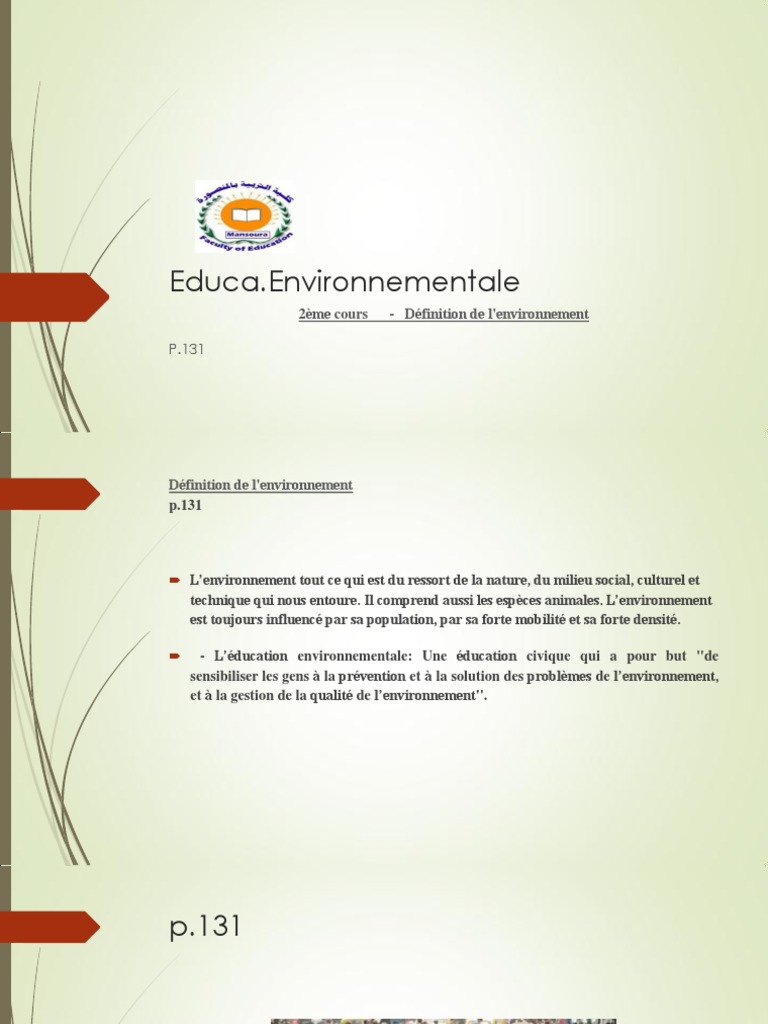 Définition et enjeux de l'environnement | PDF | Sciences et mathématiques