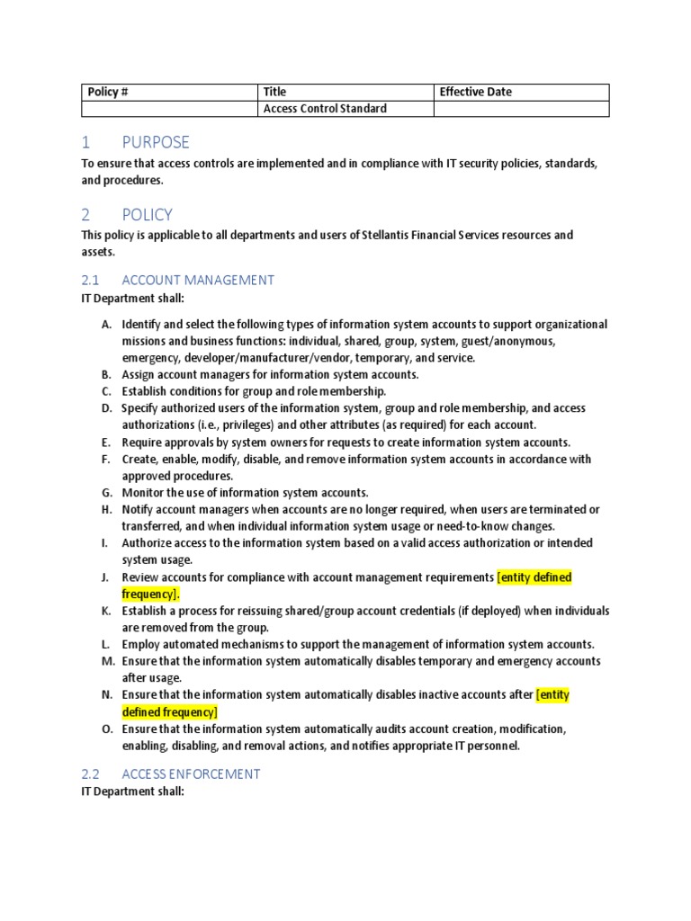 Access Control Standard | PDF Access Control Standard | PDF