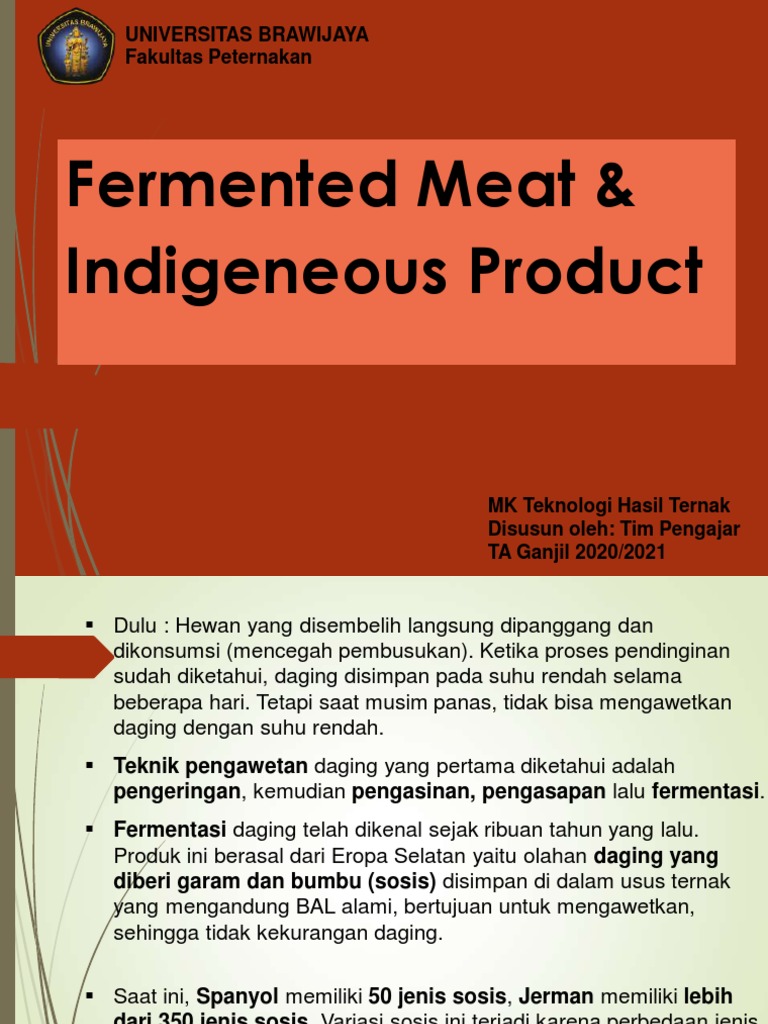 Fermentasi Daging dan Produk Tradisional | PDF | Memasak, Makanan, & Anggur