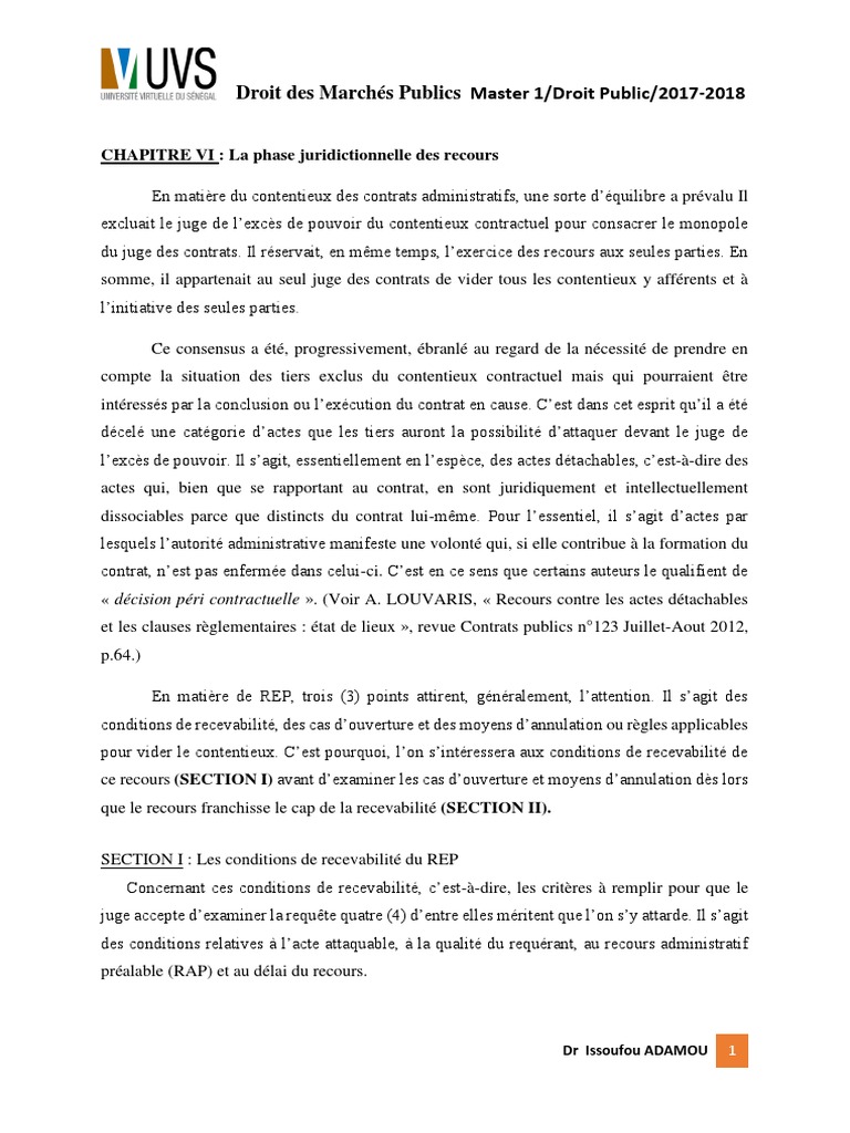 Chapitre 6 La phase juridictionnelle des recours | PDF