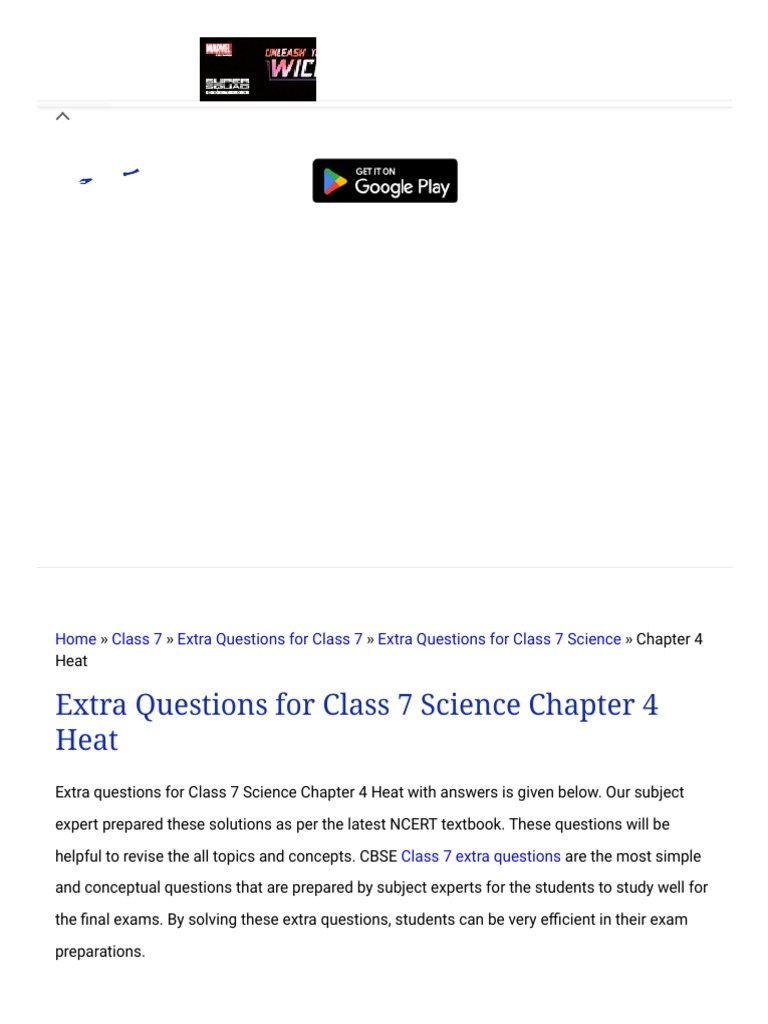 Extra Questions For Class 7 Science Chapter 4 Heat - Study Path | PDF ...