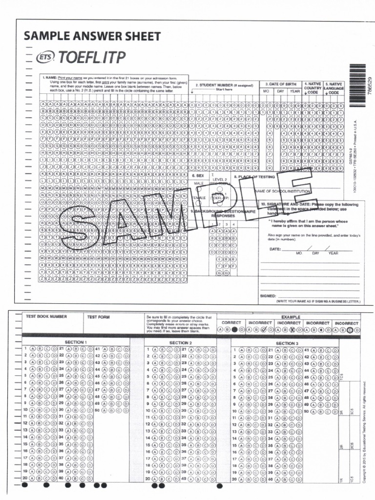 TOEFL Itp Answer Sheet Ok (2) (1) | PDF
