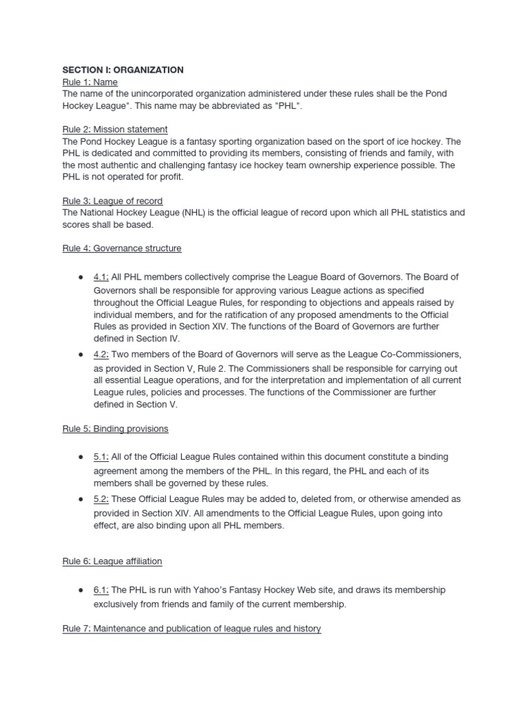 PHL Rule Book | PDF | Law