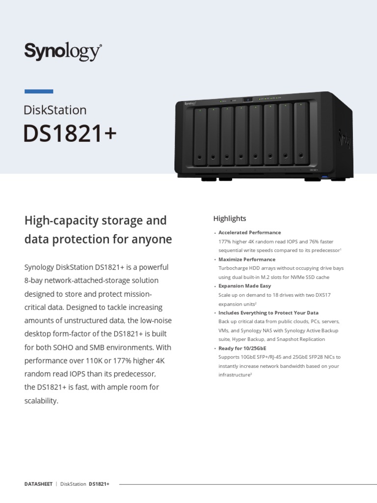 Synology DS1821+ Data Sheet Enu | PDF