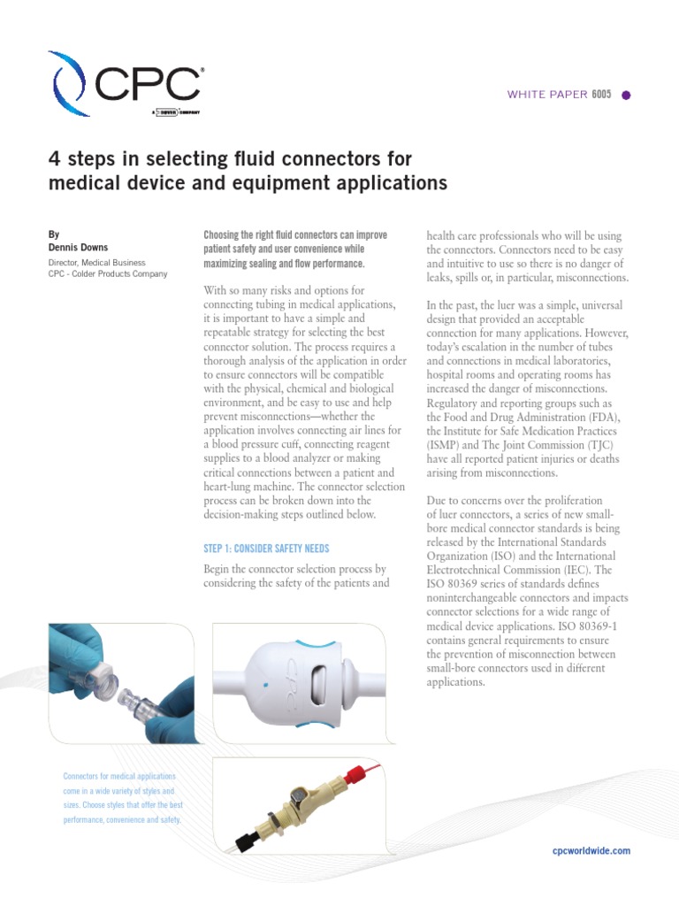 WhitePaper-critical Steps in Selecting Fluid Connectors | PDF ...