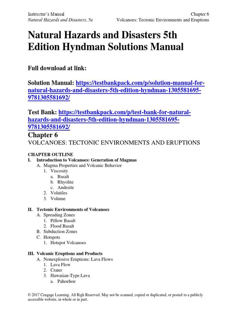 Natural Hazards and Disasters 5th Edition Hyndman Solutions Manual ...