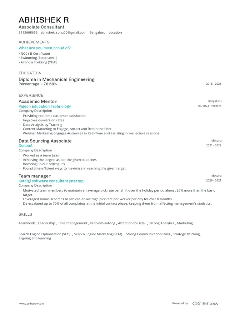 Abhishek R Resume | PDF