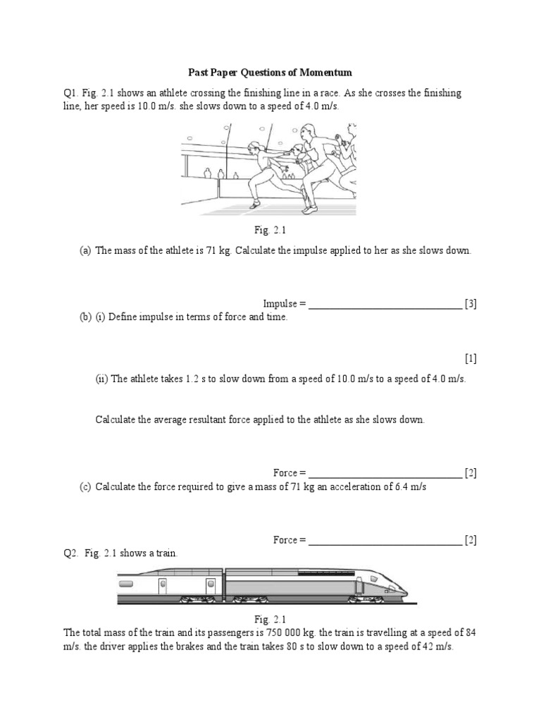 Past Paper Question of Momentum 2 | PDF