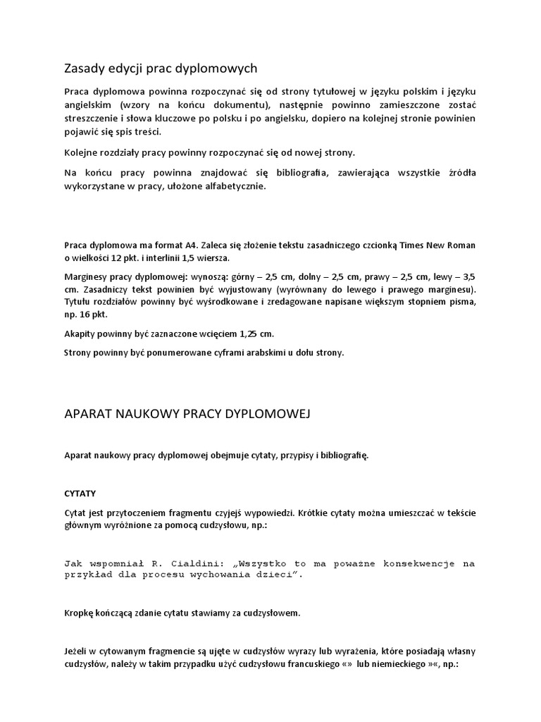 Zasady Edycji Prac Dyplomowych | PDF