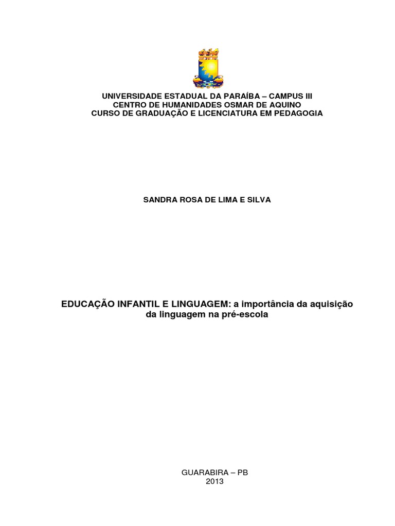 PDF - Sandra Rosa de Lima e Silva | PDF | Aprendizado | Pré-escola
