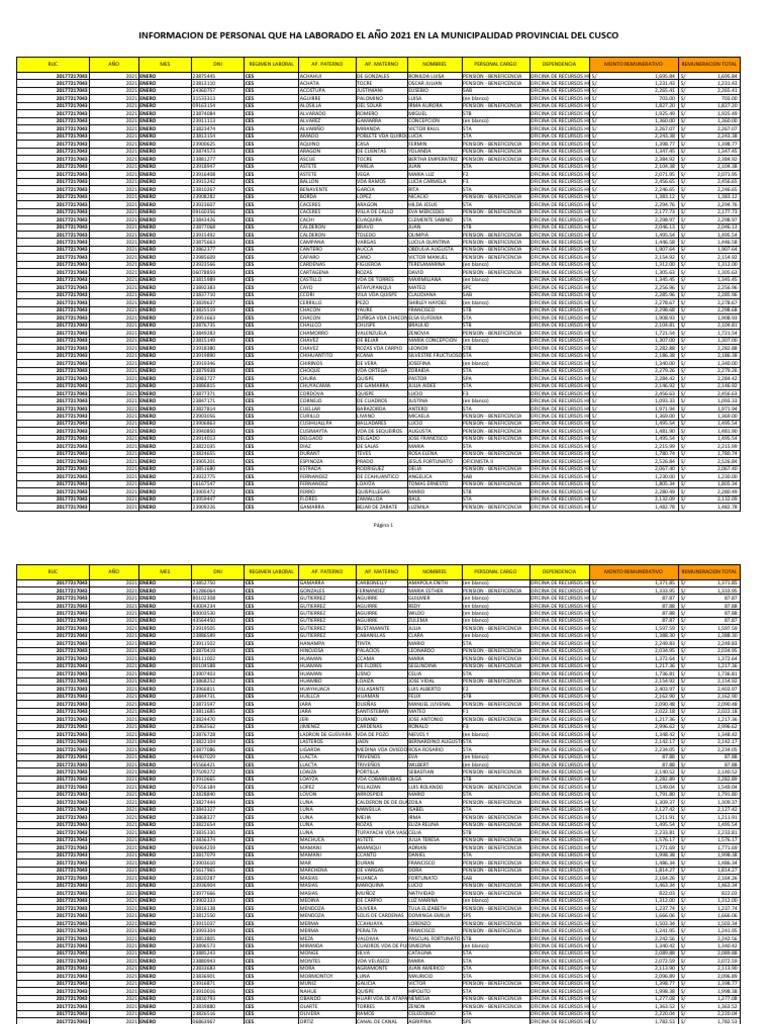 Transparencia Personal 2021 | PDF