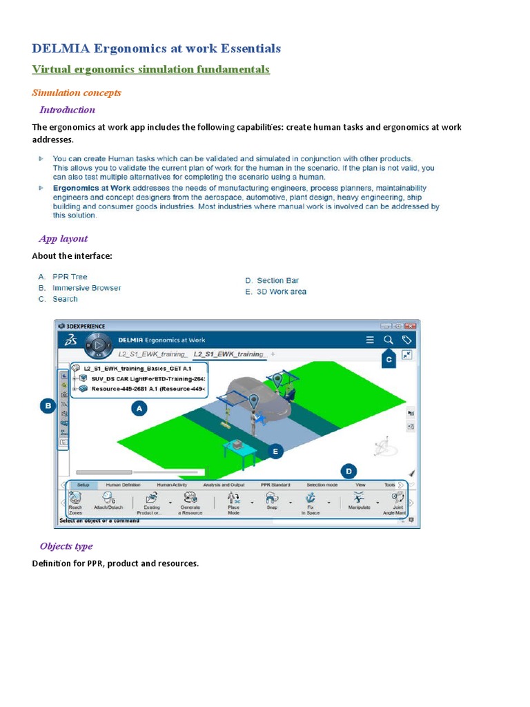 Content_DELMIA_Ergonomics at work Essentials | PDF | Simulation | Object (Computer Science)