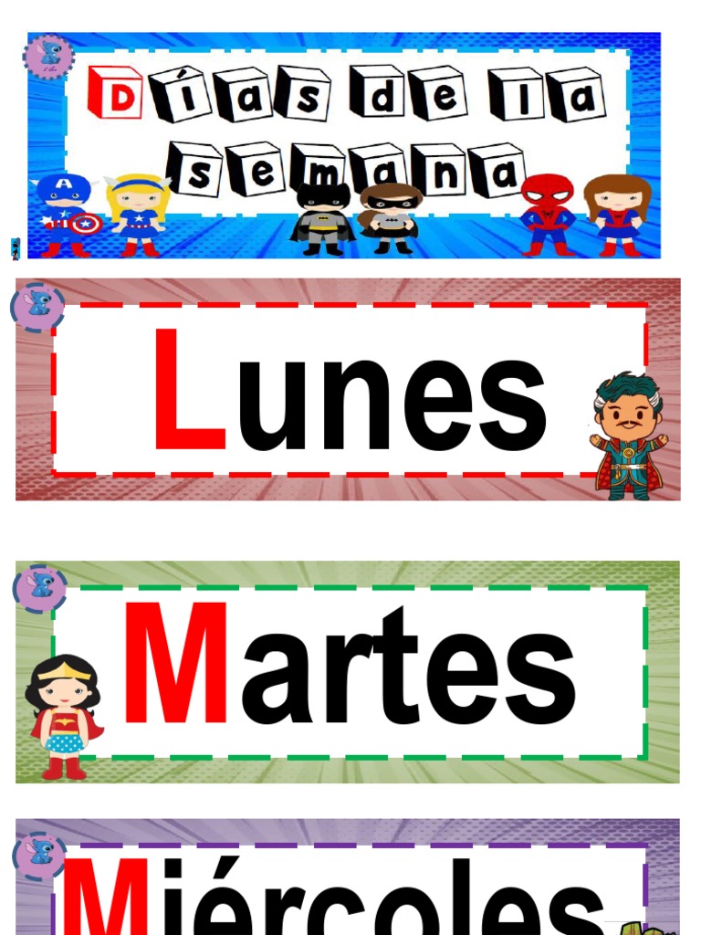 Dias de La Semana y Meses Del Año Superheroes | PDF