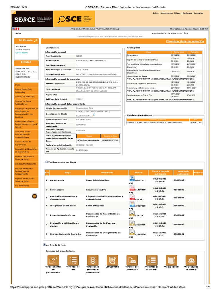SEACE - Registro de Convocatoria CP-11-2021-ELECTROPERU | PDF