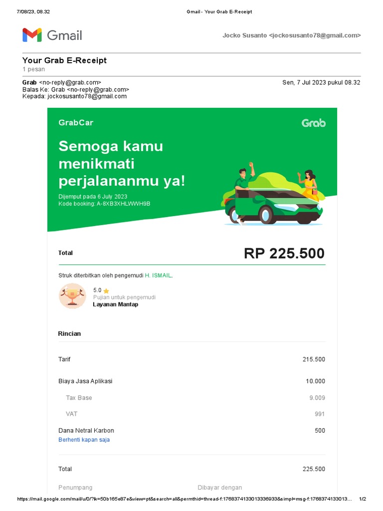 Grab Receipt Joko Susanto | PDF