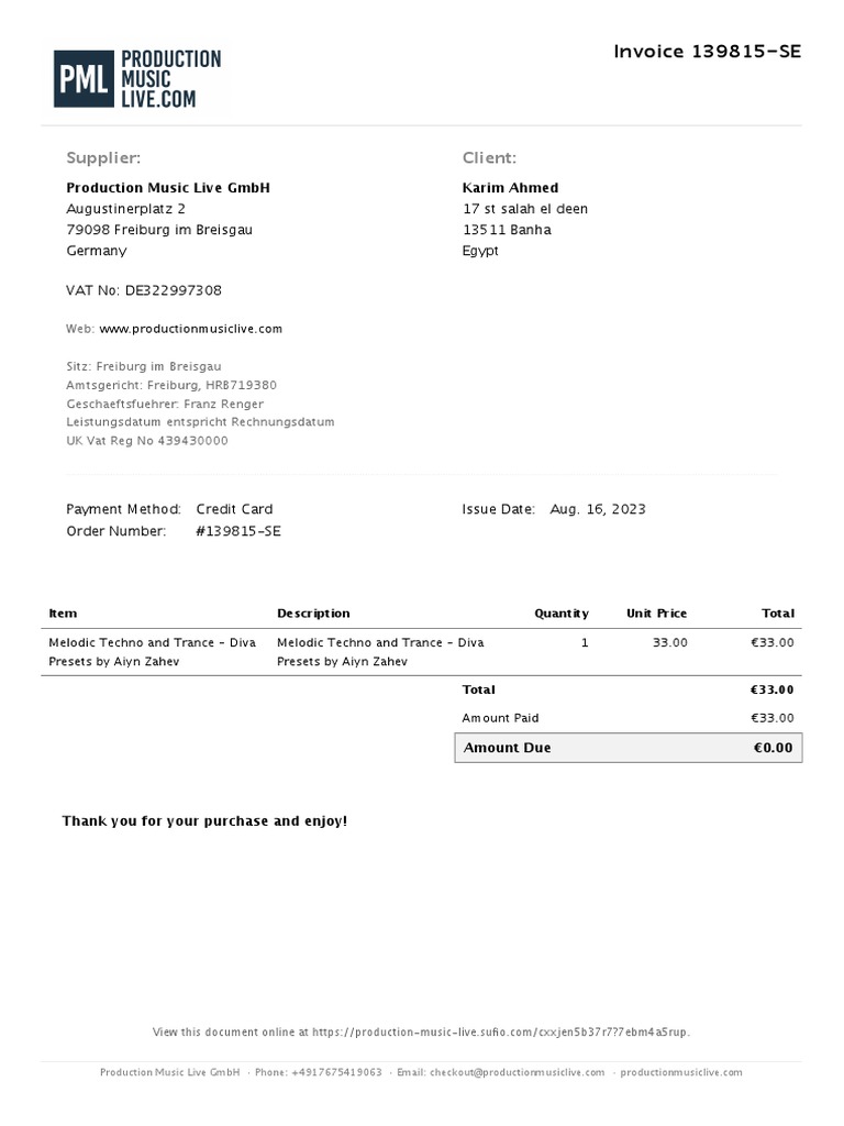 Invoice 139815 SE | PDF