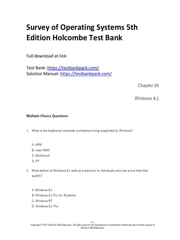 Survey of Operating Systems 5th Edition Holcombe Test Bank 1 | PDF ...