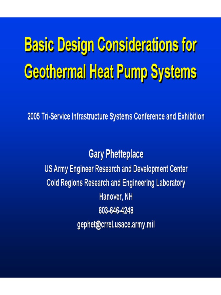 Basic Design Considerations For Geothermal Heat Pump Systems | PDF | Heat Pump | Building Technology